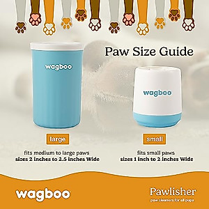 Wagboo Portable Dog Paw Cleaner Brush Large Pawlisher | Easy Wash Blue, Silicone Dog Bathing Supplies, Foot Washer Puppy Paw Wash for Medium Large Dogs, Dog Essentials, Dog Travel Camp House Accessories for Large Dogs