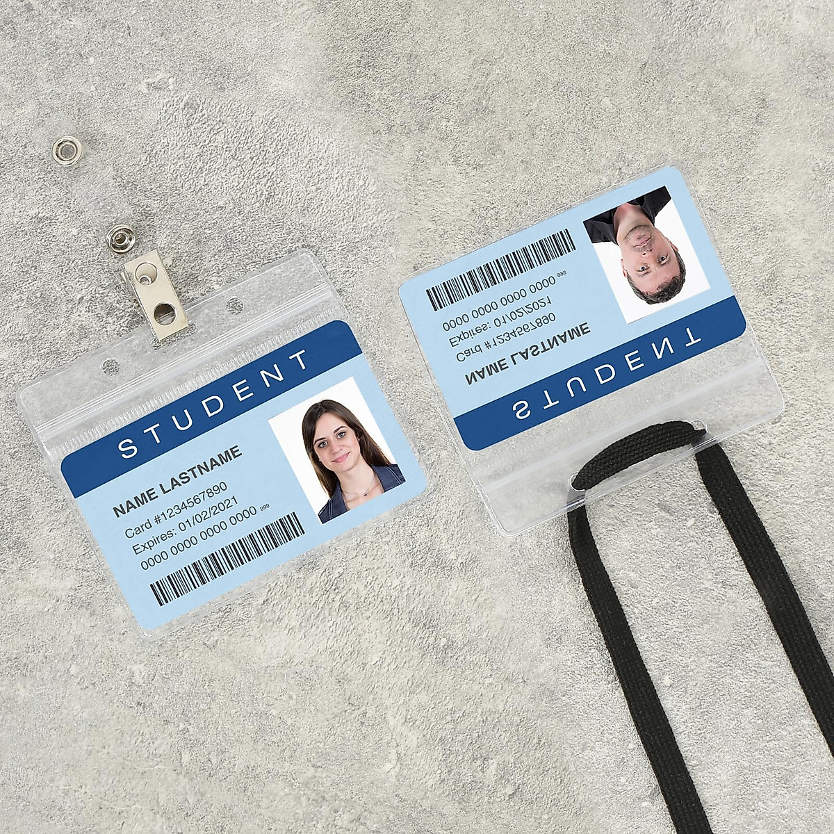 50 Packs Horizontal ID Badge Holder, Clear ID Card Holders for Badges and Name Badge Holders, Waterproof Plastic ID Badge Holder Horizontal for Teacher, Student, Nurse, Worker, Employee, Volunteer