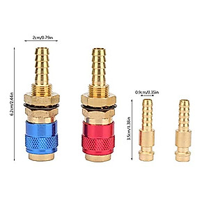 DEWIN Gas & Water Quick Connector - Water Cooled & Gas Adapter, Connector Fitting Water Cooled & Gas Quick Hose Connector Fitting for MIG TIG Welder Torch, 2pcs