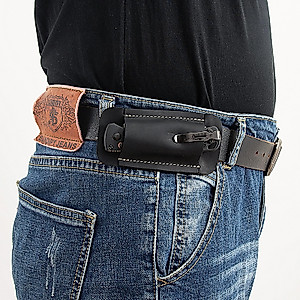 Knife Sheath,Leather Knife Sheath for Belt,Horizontal Carry Pocket Knife Holder,EDC Belt Organizer,Handmade Compact Draw Knife Holster,EDC Pocket Organizer,Sheath for Folding Knife (Black)