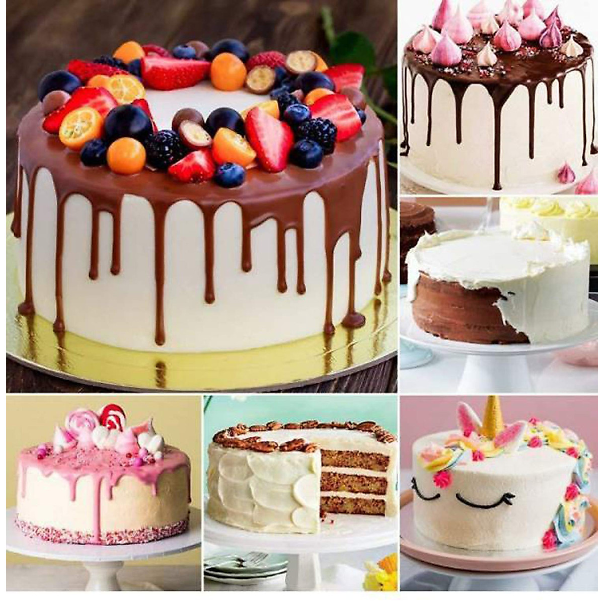 11 Inch Rotating Cake Turntable with 2 Icing Spatula and 4 Icing Smoother, Revolving Cake Stand White Baking Cake Decorating Supplies(Total 7 PCS)