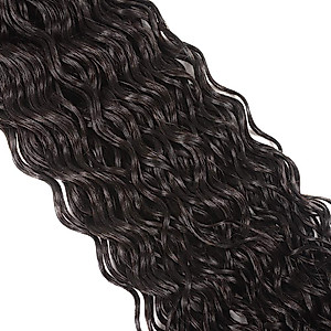 10A Water Wave Bundles with Closure (16 18 20 +14) Wet and Wavy Brazilian Virgin Human Hair 3 Bundles with 4x4 Lace Closure with Baby Hair Free Part 1B# Curly Wave Human Hair Extensions