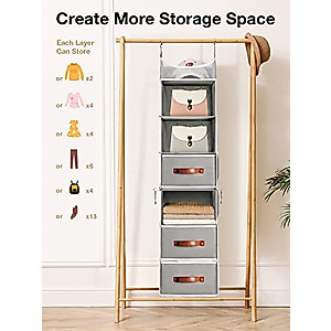 Yecaye Upgraded 7-Shelf Hanging Closet Organizers and Storage with 3 Drawers 4 Side Pockets, 2 Flexible 3-Shelf Closet Organizer System, Clothes Organizer Shelves for Bedroom Closet Rack