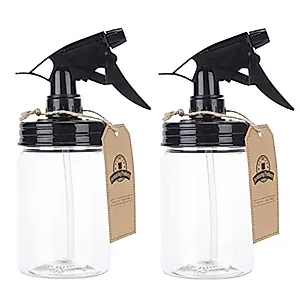 Jarmazing Products Mason Jar Sprayer – Black – With 16 Ounce Plastic Mason Jar - Two Pack!