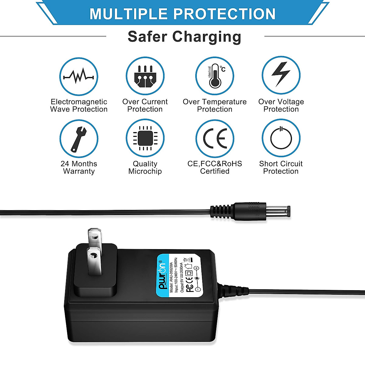PwrON 5V Replacement Graco Swing Power Cord Compatible with Graco Simple Sway, Graco Glider LX/Elite/Premier/Petite LX; Sweetpeace, DuetSoothe, DuetConnect LX, Sweet Snuggle, Comfy Cove DLX Baby
