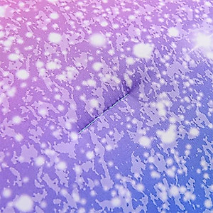 Holawakaka Kids Space Star Glitter Comforter Set Ombre Pink & Blue Print Gradient Bedding Set Twin Size (Pink Blue, Twin)