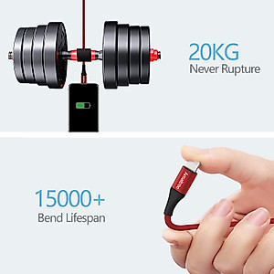 Amaitree Lightning Cable 6Ft, [Apple MFi Certified] 3A Fast Charging Nylon Braided iPhone Lightning Cable for iPhone 14 Pro Max/14/13/12/11/XS/XR/8/7/6 - Red