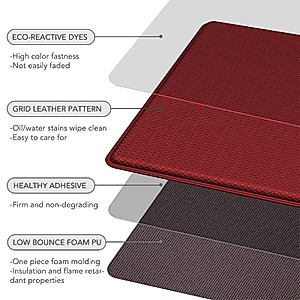 COZY ISLAND Kitchen Rug Anti-Fatigue Cushioned Kitchen Floor Comfort Mat Non-Slip Waterproof Runner Rug for Sink, Easy to Clean,17.7"x29",Red