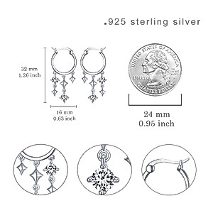 Tassel Stars Earrings 925 Sterling Silver Tassel Cubic Zirconia Dangle Drop Stud Earrings Wedding Fashion Jewelry for Women