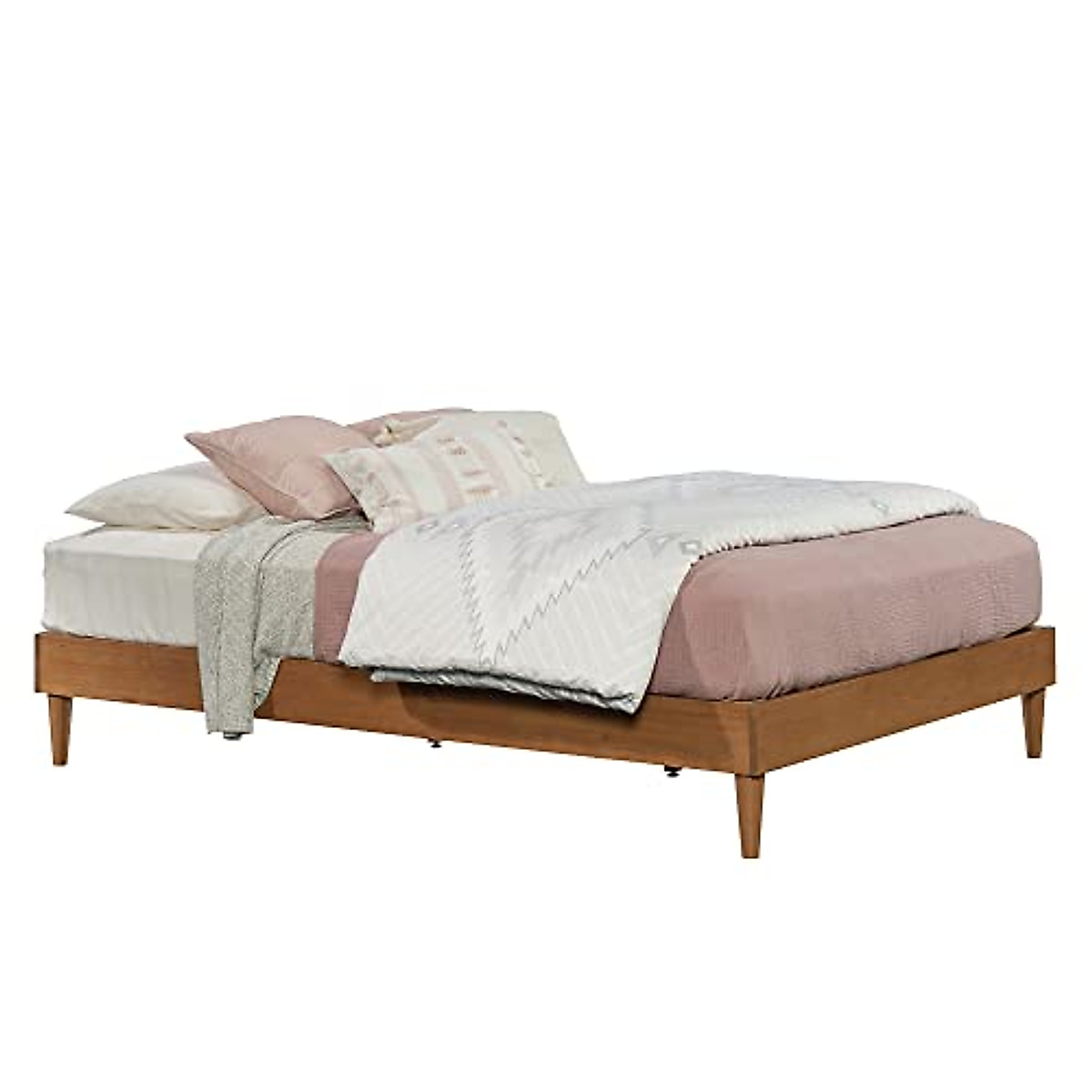 Sauder Cannery Bridge Round Leg Queen Platform Bed, Sindoori Mango Finish