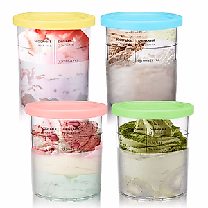 Pint Containers for Ninja Creami Deluxe Pints and Lids，Ice Creami Pints for Ninja Creamy NC500 NC501 Creami Deluxe Pints 4 Pack 24 oz Ice cream Containers Set