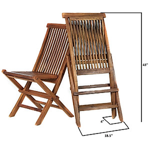 All Things Cedar TF22-2 Teak Folding Chair Set | Outdoor Patio Wooden Foldable Chairs | Fully Assembled, Java Finish, Solid Brass Fittings | Portable Outdoor Chairs 18x23x36