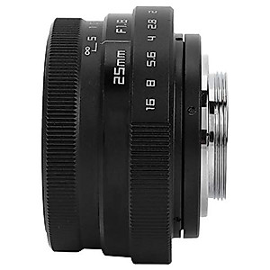 25Mm F1.8 Lens, CCTV C Mount Wide Angle Lens, 2.36 * 2.36 * 1.26 Black for Sony Nex Camera Indoor(Black)