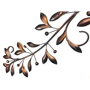 Bellaa 21956 Metal Wall Decor Over The Door Window Olive Branch Leaf Scroll Wrought iron Plaque Hanging Art Boho Home Decor Garden Patio Farmhouse Ranch Floral Accents 48 inch