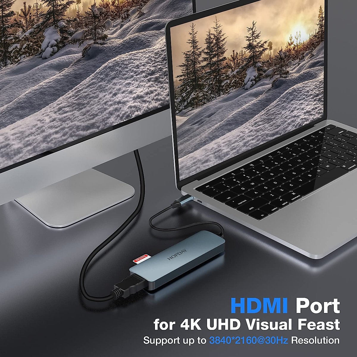 USB C Hub, USB C Adapter MacBook Pro/Air Ipad Pro Adapter, 6 in 1 with 4K HDMI Output, Compatible for Laptop, Surface Pro 8 and Other Type C Devices (PD 100W USB 3.0 TF Card Reader)
