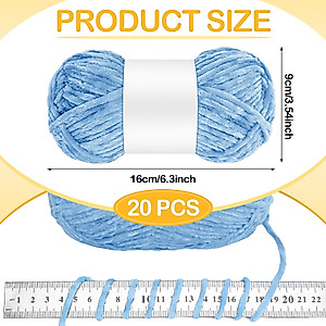 Timgle 20 Skeins Soft Chenille Yarn Thick Plush Yarn Multi Colors Soft Blanket Velvet Yarn for Crocheting and Knitting DIY Craft Total Length 20 x 145 M (20 x 159 Yards, 20 x 100 G)