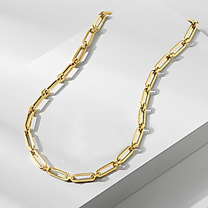 Ross-Simons Italian 14kt Yellow Gold Alternating Paper Clip Link Necklace. 20 inches
