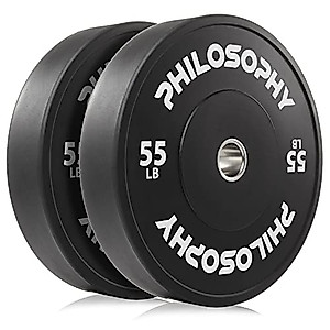 Philosophy Gym Set of 2 Olympic 2-Inch Rubber Bumper Plates (55 LB each) Black