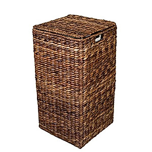 BIRDROCK HOME Seagrass Square Laundry Hamper with Removable Bag - Handwoven with Durable Abaca Fibers - Long Lasting Laundry Bin Storage for Dirty Clothes - Organizer Basket Use for Bedroom & Bathroom