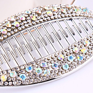 2PCS Crystal Rhinestone Banana Clip Fish Shape Claw Clips Elegant Ponytail Hair Twist Holder for Women Girl Golden Silver