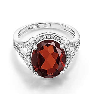 Gem Stone King 925 Sterling Silver 12X10MM Oval Gemstone Birthstone Halo Engagement Ring | Wedding Anniversary Promise Ring For Women | Available In Size 5,6,7,8,9