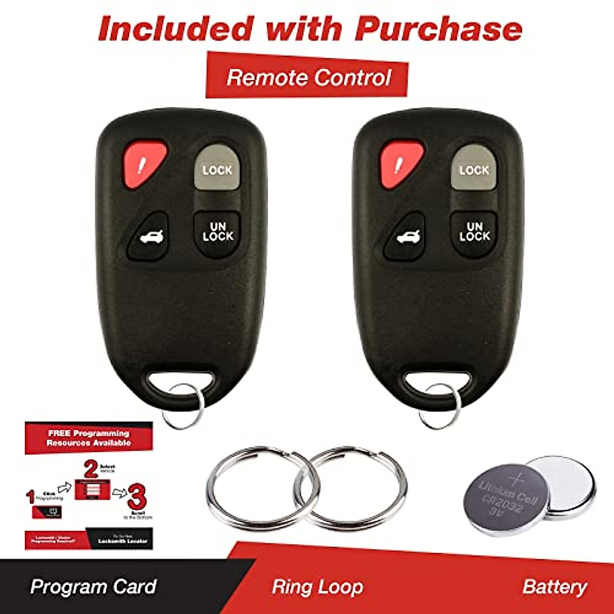 KeylessOption Keyless Entry Remote Control Car Key Fob for KPU41805 Model 41805 Mazda 6 (Pack of 2)