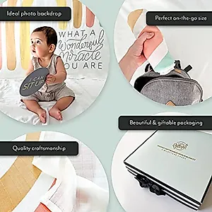 Rainbow Baby Blanket Rainbow Baby Gifts, Baby Milestone Blanket with 13 Double-Sided Monthly Milestone Cards & Baby Announcement Sign. Muslin Swaddle Blanket Neutral Boy or Girl 47in x 47in