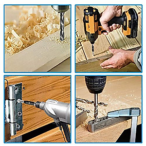22Pcs Center Drill Bit Set,Self Centering Hinge Tapper Core Hole Puncher 5/64'' 7/64'' 9/64'' 11/64'' 13/64'' 5mm 1/4'' & 1 Pcs Hex Key & 10 Pcs Replacement Drill Bits +1 Center Punch