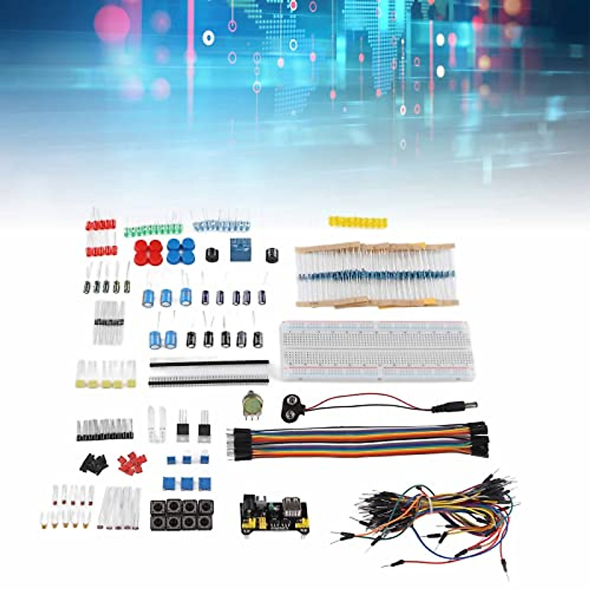 Electronics Component Assortment, Controllable LED Brightness Electronics Component Kit Stable for Programming Experiments