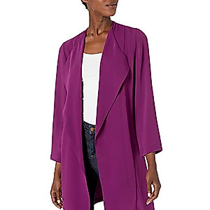 NINE WEST Women's Soft Crepe Duster, Wild Plum, L