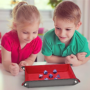 LYYXLL - 3 Pack Dice Tray for Rolling RPG DND Table Games Rectangle Folding PU Leather Tray Candy Holder Storage Box