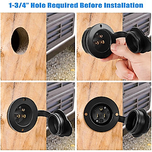 WAWETA 15 Amp Flanged Inlet 125V, Shore Power Inlet with Waterproof Cover, NEMA 5-15 AC Port Plug 2 Pole 3-Wire Generator Male Receptacle for Marine Boat RV Shed Electrical Extension