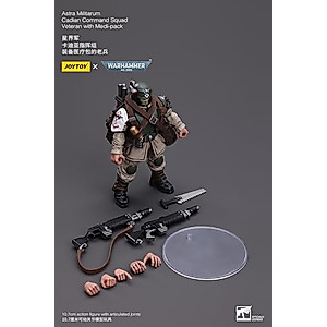 JoyToy Warhammer 40K: Astra Militarum Cadian Command Squad Veteran with Medi-Pack 1:18 Scale Figure
