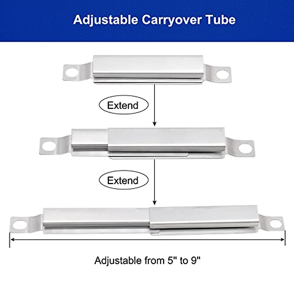 Aibabcue Grill Replacement Parts for Charbroil Advantage Series 4 Burner 463432215, 463344015, 463343015, 463433016, 463234815, Stainless Heat Plate Shield, Grill Burner, Adjustable Carryover Tube