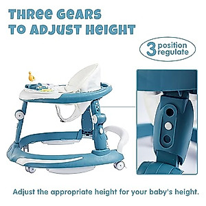 DaGiBayCn 3 in 1 Baby Walker, Baby Walkers for Boys and Girls with Removable Footrest, Feeding Tray, Rocking Function & Music Tray(Without Battery), Foldable Activity Walker for Baby 6-18 Months