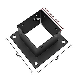 6 PCS Metal 4×4 Post Base Post Base Brackets,Inner Size 3.5"x3.5" Heavy Duty Powder-Coated Post Anchor Matte Black Wood Post Brackets (Black 6pcs)