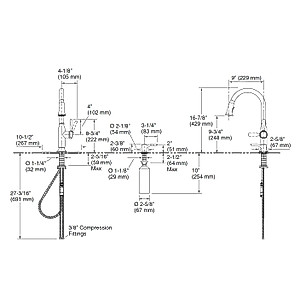 KOHLER Ealing K-R28703-SD-BL Single Handle Pull-Down Kitchen Faucet with Soap/Lotion Dispenser and Deck Plate Matte Black