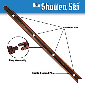 GoPong Slamski - Retro and Vintage Wood Design 4 Person Drinking Ski with 50 Plastic Shot Glasses