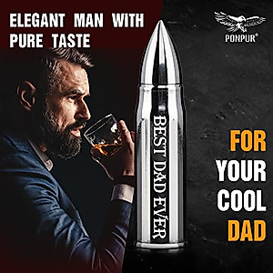 Gifts for Men Dad, 6 pcs Golden Whiskey Stones & 6 pcs Silver Whiskey Stones & 6 pcs Best Dad Ever Whiskey Stones, Christmas Stocking Stuffers, Unique Birthday Gift Ideas for Dad from Wife