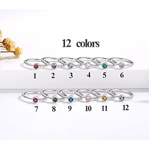 March Birthstone Stacking Rings for Women S925 Sterling Silver, Blue Stackable Ring Knuckle Ring Promise Band Size 8 for Friends, Christmas Anniversary Birthday Gifts Jewelry