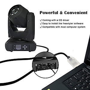 Feanteek USB to DMX Cable RS485 Adapter Converter 3PIN XLR Female DMX512 Interface Freestyler Software PC Control Dimmer Cable with FTDI Chip Support Win10 Mac OS (6FT/1.8M), Black