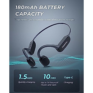 TONEMAC K2 Bone Conduction Headphones - Wireless Open-Ear Bluetooth 5.3 Sports Earbuds with Microphone for Running, Workouts, and Cycling - Sweat Resistant and Comfortable Fit