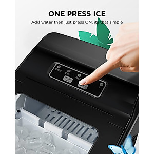 Ice Makers Countertop - Silonn Portable Ice Maker Machine for Countertop, Make 26 lbs Ice in 24 hrs, 2 Sizes of Bullet-Shaped Ice with Ice Scoop and Basket