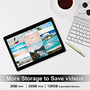 Tablet 10.1 Inch Android 10.0 Tablets, Google Certificated Wi-Fi Tablets, 1.6 GHz Quad Core Processor, 32GB Tablets with 128GB Expansion, IPS HD Screen, Dual Camera, Supports Bluetooth, Black…