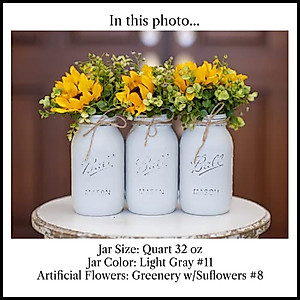 Set of 3, 4, or 5 - Painted Distressed Mason Jars - Choose Pint 16 oz or Quart 32 oz, Your Choice of Jar Colors, Artificial Flowers are Optional, Rustic Wedding Centerpieces for Tables Mason Jars