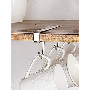 Coffee Mug Holder - 304 Stainless Steel ，Cup Rack Under Shelf, Fit for The Cabinet 0.8" or Less(Primary Color, 2 Pieces)