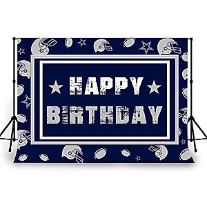 Football Backdrop for Birthday Party, 7x5ft/2.1x1.5m New Vinyl, Blue and White Gray Helmet Stars Photography Background, Sports Fans Party Decor Supplies Banner Photo Shooting Props BJZYST203