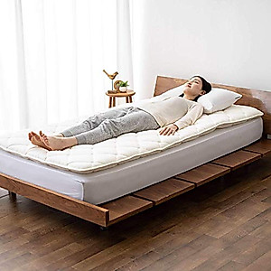 EMOOR Foldable Japanese Futon Mattress Topper CLASSE-Topper Tatami Floor Mattress Queen, Made in Japan
