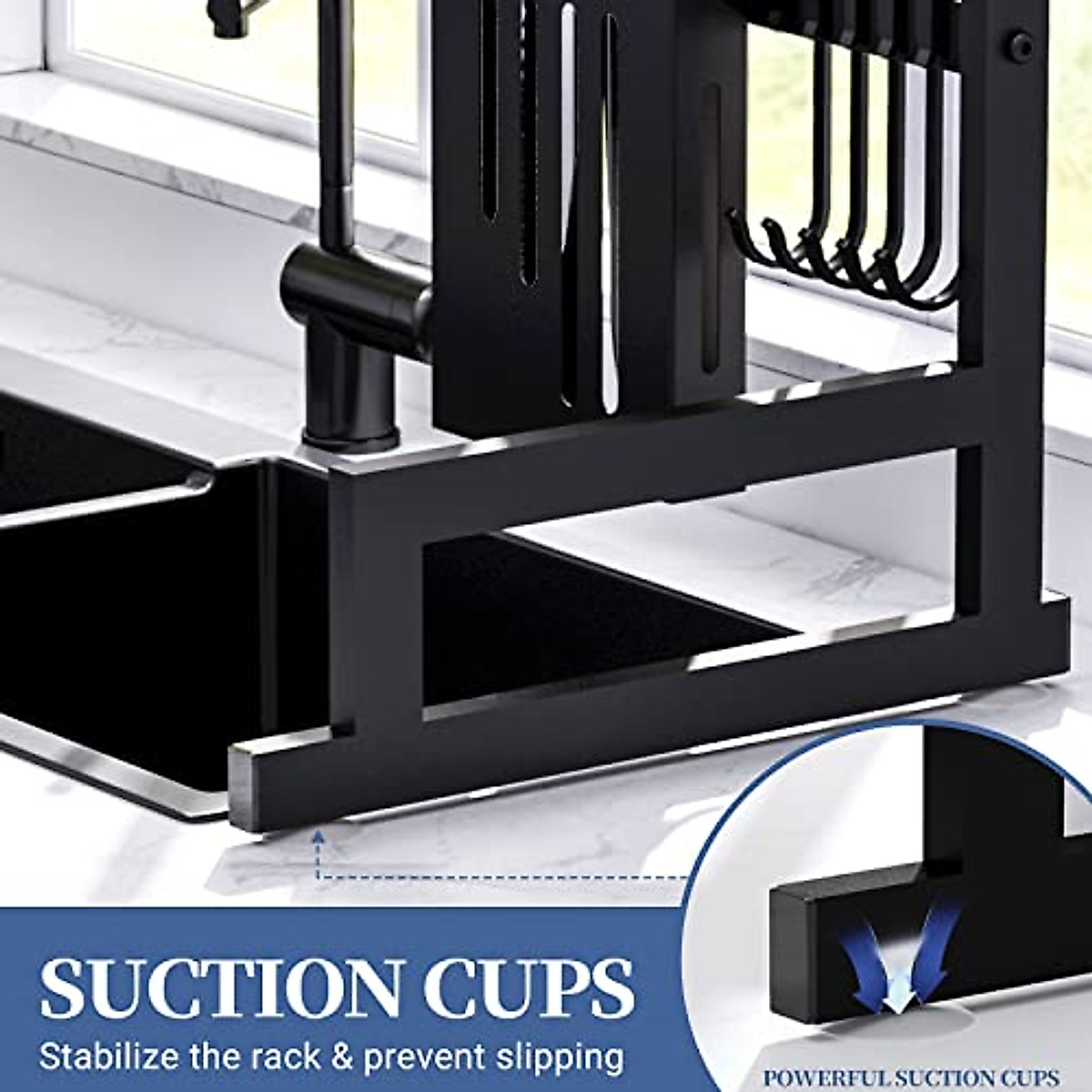 Kitsure Dish Drying Rack - Adjustable & Space-Saving Dish Rack（29.5-35.5in）, Over-The-Sink Dish Drying Rack, Multifunctional Kitchen Dish Drying Rack, Stainless Steel Dish Drying Rack, White