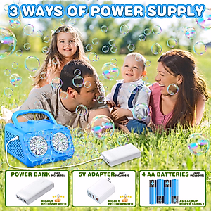 Kids Bubble Machine Automatic Bubble Blower - FUNNYB&G Bubble Maker 16000+ Bubbles Per Minute Bubble Toy for Parties Outdoor Wedding Christmas Birthday (Operated by Plugin or Batteries)